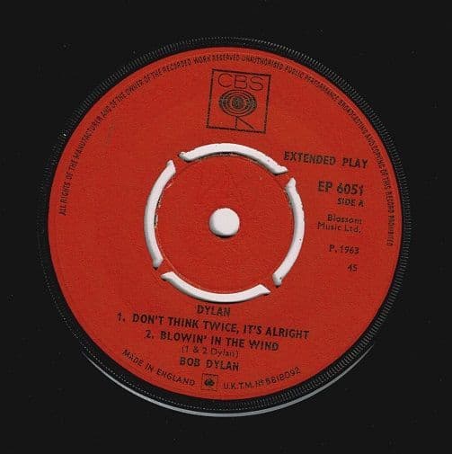 BOB DYLAN Dylan EP Vinyl Record 7 Inch CBS 1965